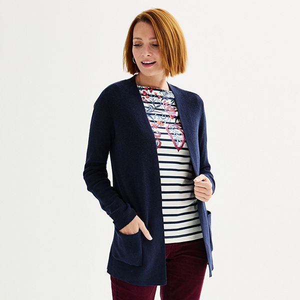 Women's Croft & Barrow® Classic Ribbed Open-Front Cardigan