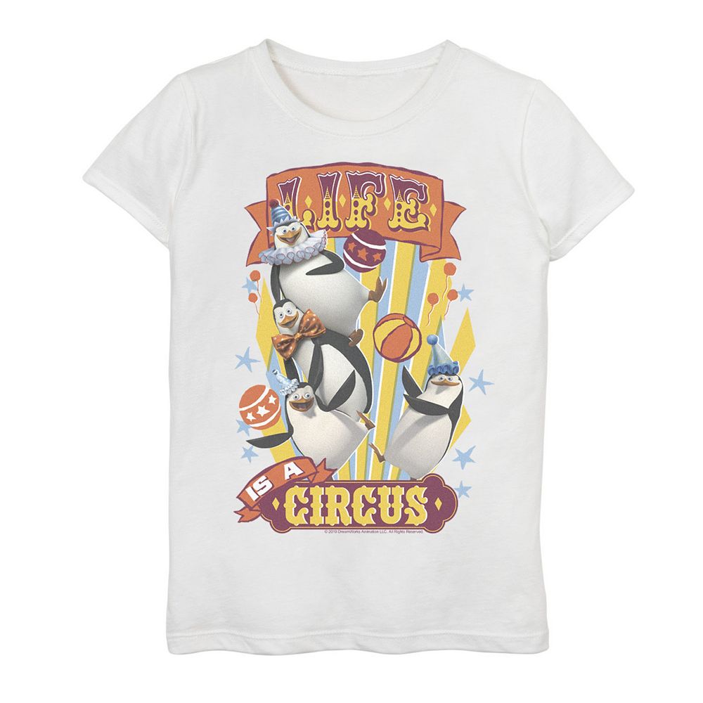 Girls 7-16 Madagascar Penguins Life Is A Circus Tex Poster Graphic Tee