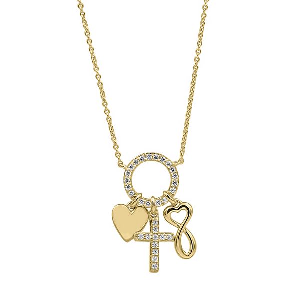 14k Gold Over Silver 1/6 Carat T.W. Diamond Infinity Cross Pendant Necklace