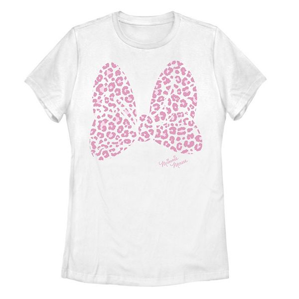Juniors' Disney's Minnie Mouse Leopard Bow Graphic Tee