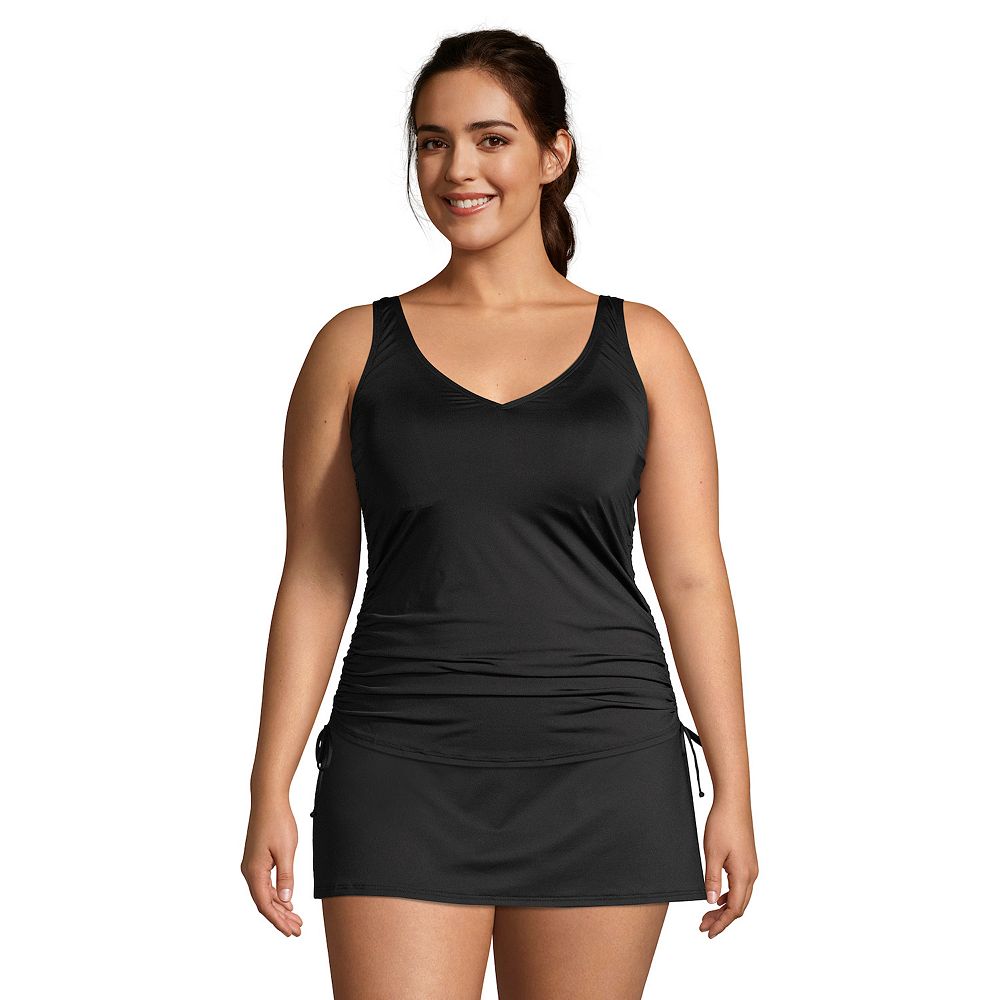 Plus Size Lands' End Ruched-Side UPF 50 Tankini Swimsuit Top