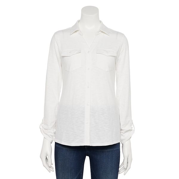 Women's Croft & Barrow® Soft Roll-Tab Shirt