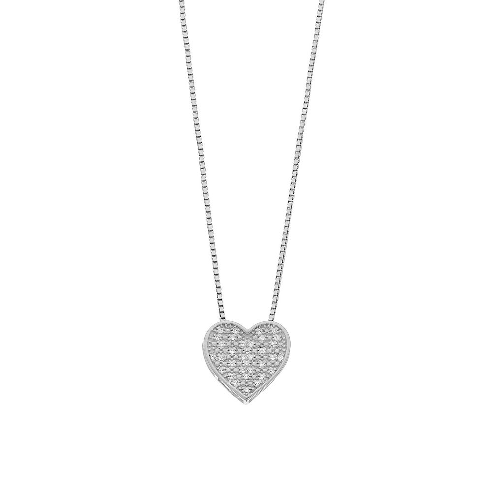 Simply Vera Vera Wang Sterling Silver 1/10 Carat T.W. Diamond Heart ...