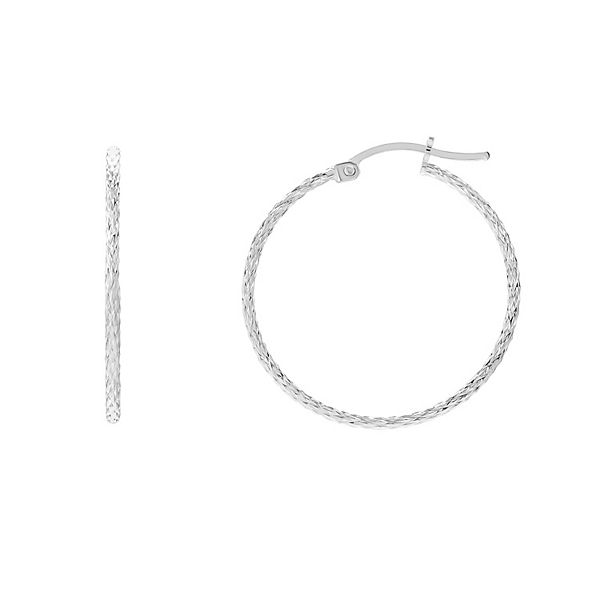 PRIMROSE Sterling Silver Textured Hoop Earrings