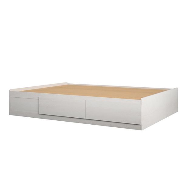 Ameriwood Home Full Platform Bed with Drawers Ivory Oak
