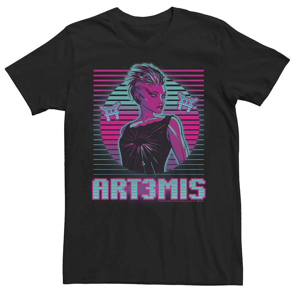 Men's Ready Player One Artemis Shuttered Neon Portrait Tee
