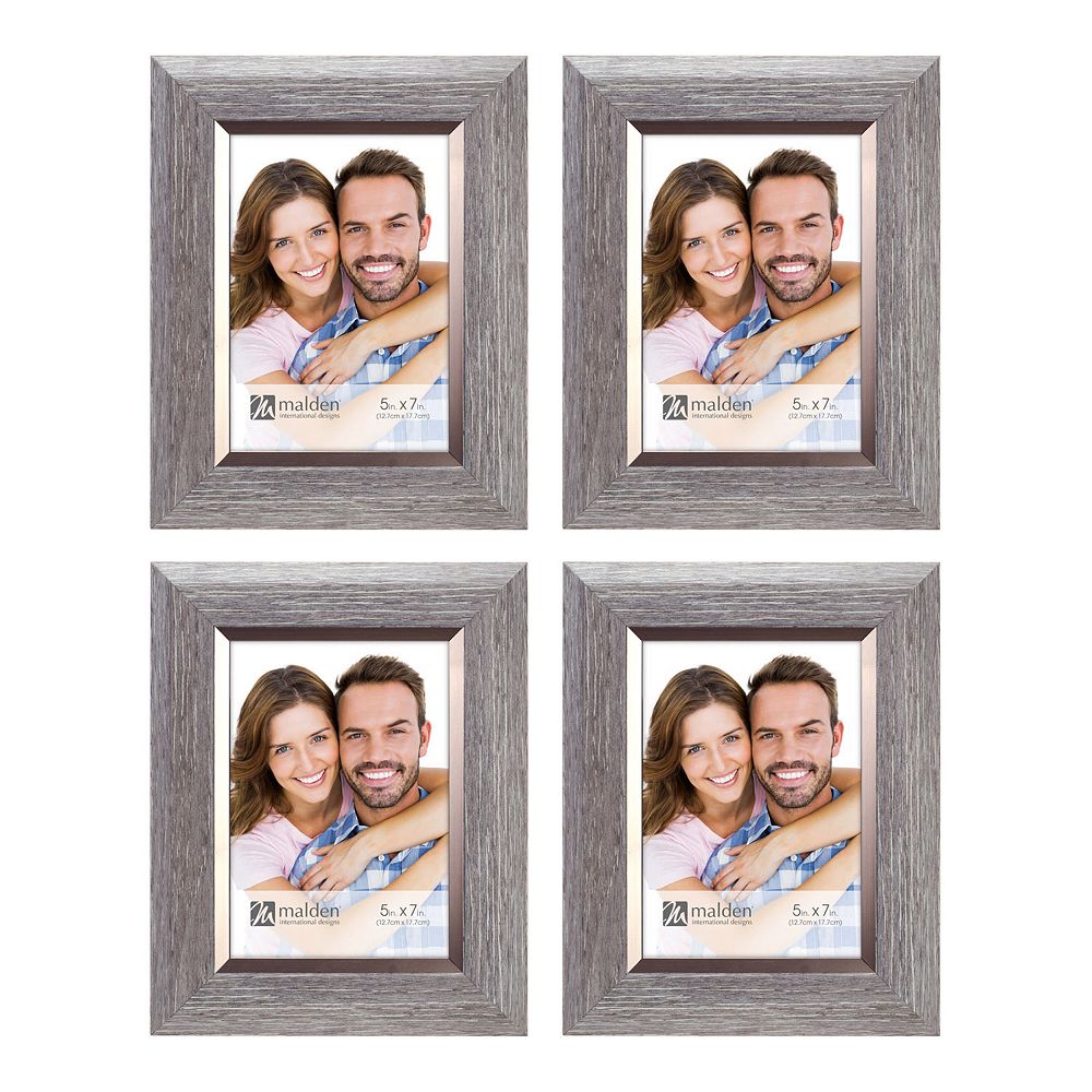 Malden 4-piece 5" x 7" Gray With Pewter Picture Frame Set