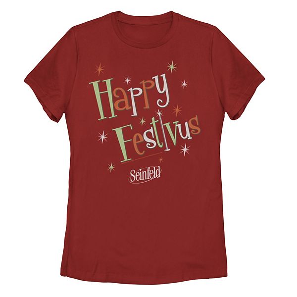 Juniors' Seinfeld Happy Festivus Logo Tee