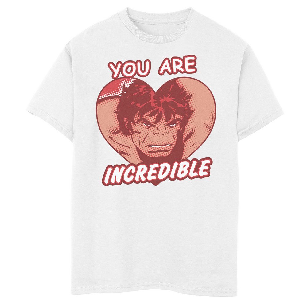 Boys 8-20 Marvel Hulk Incredible Heart Comic Graphic Tee