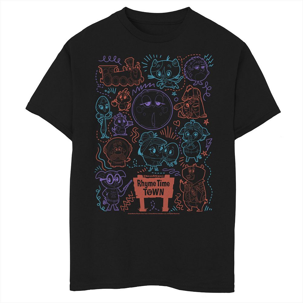 Boys 6-20 Rhyme Time Town Crew Line Art Sketch Graphic Tee