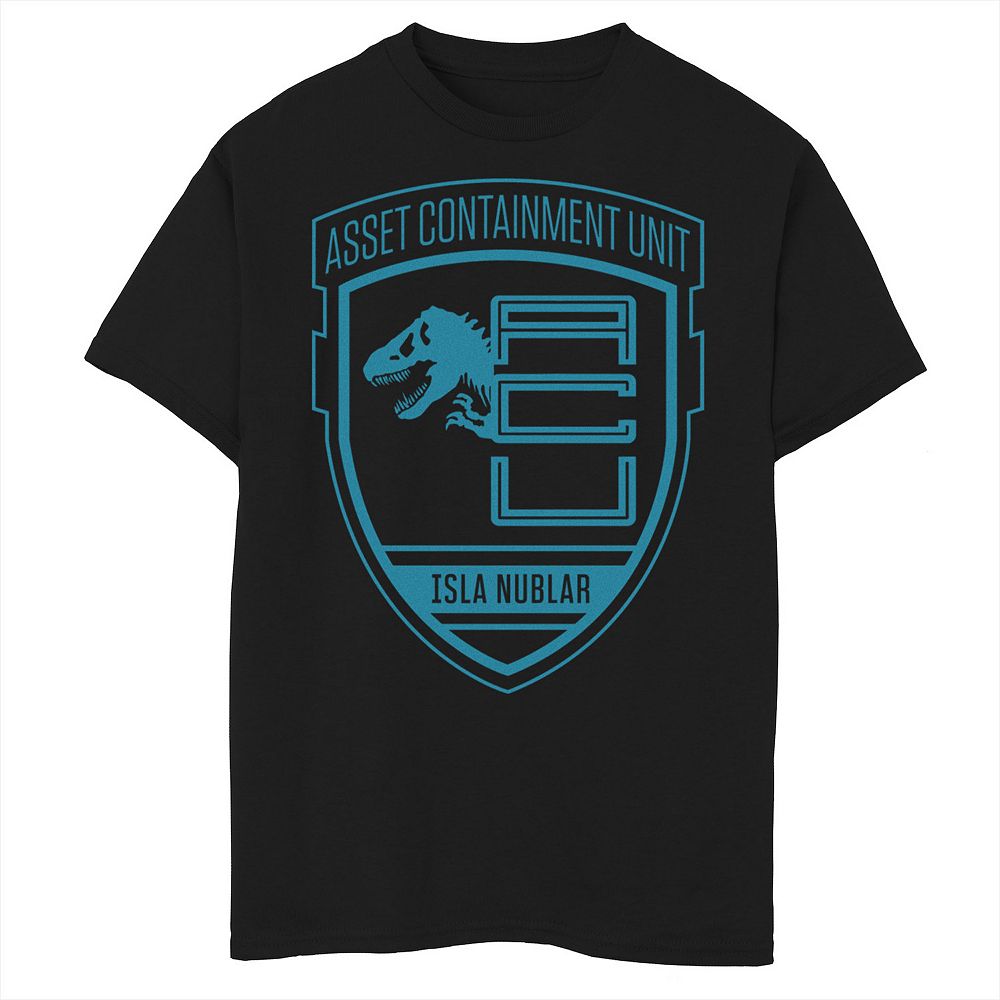 Boys 6-20 Jurassic World Asset Containment Unit Badge Graphic Tee