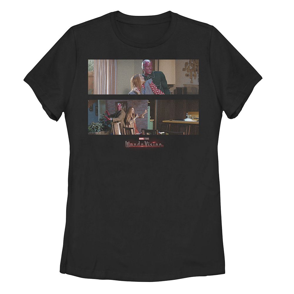 Juniors' Marvel WandaVision Wanda & Vision 70's Panels Tee