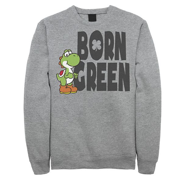 Men's Nintendo Super Mario Born Green St Patricks Day Sweatshirt