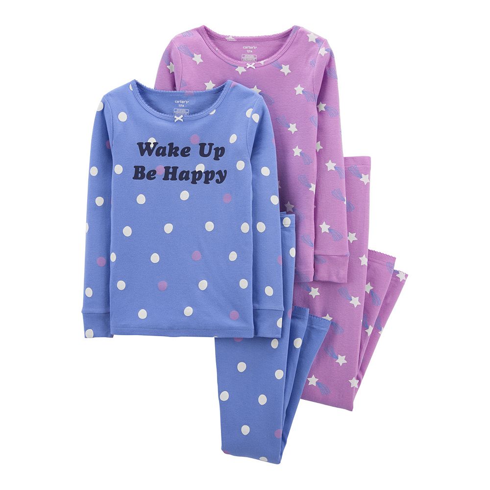 Girls 4 14 Carter S 4 Piece Pattern Snug Fit Cotton Pajama Set