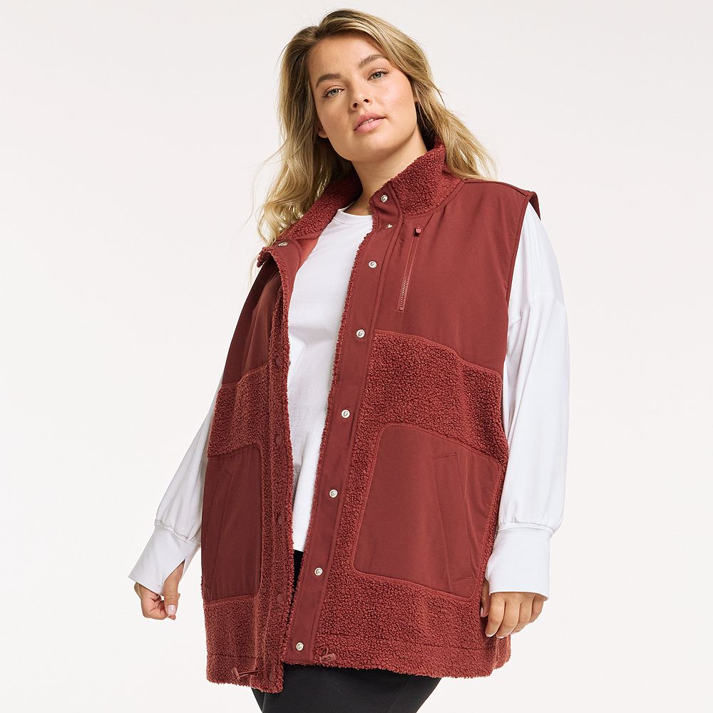 Plus Size FLX Boucle Mixed-Media Vest