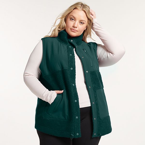 Plus Size FLX Boucle Mixed-Media Vest
