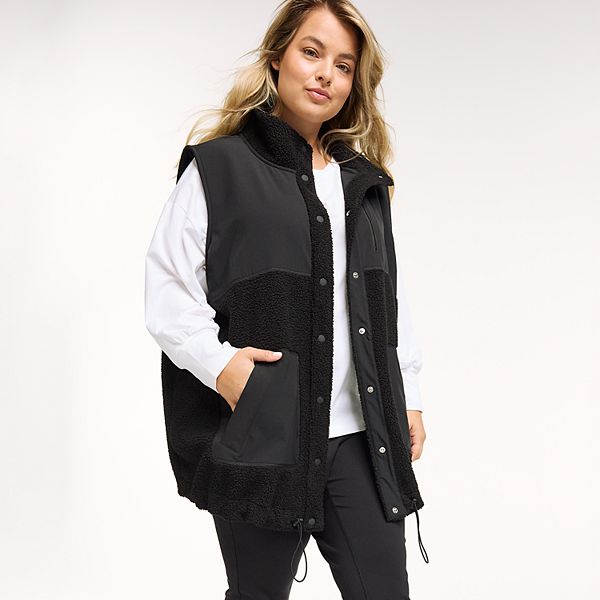 Plus Size FLX Boucle Mixed-Media Vest