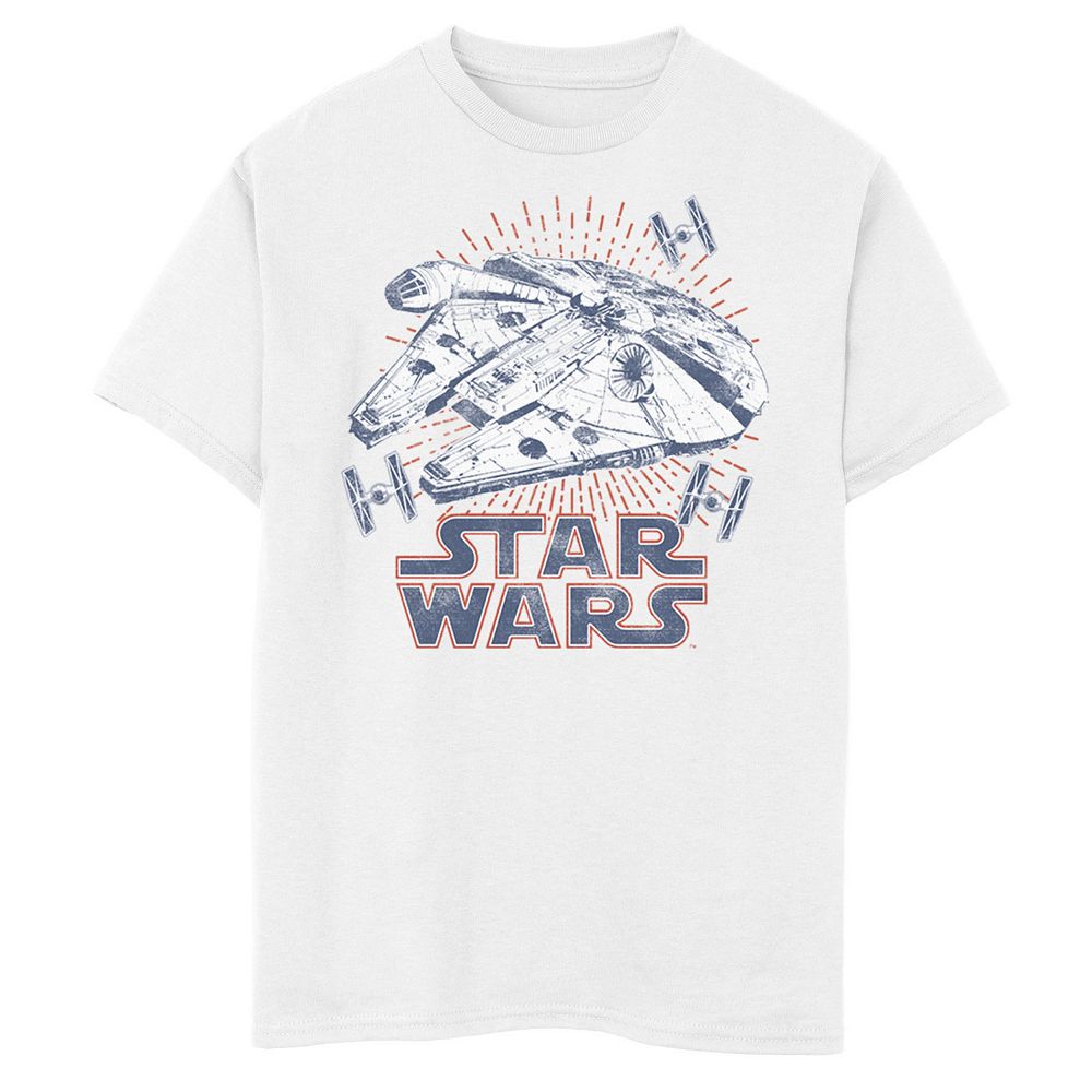 Boys 6-20 Star Wars Falcon Logo 4th Of July Fireworks Graphic Tee