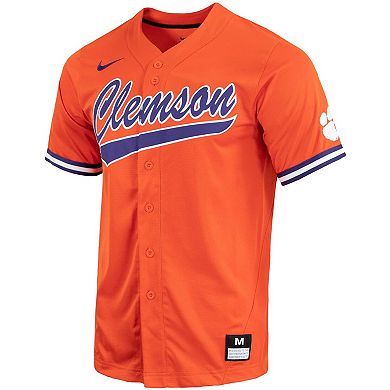 Men's Nike Orange Clemson Tigers Replica Full-Button Baseball Jersey