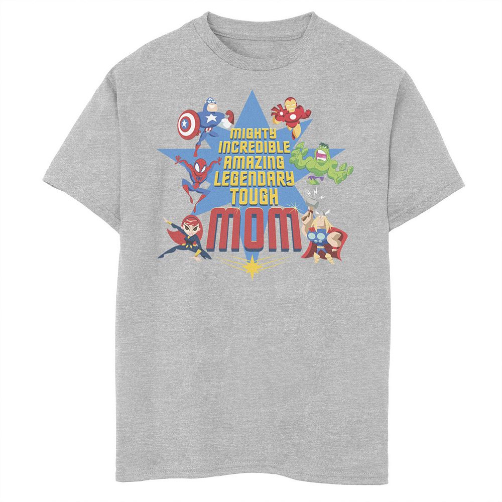 Boys 6-20 Marvel Mother's Day Avengers Mom Text Stack Graphic Tee