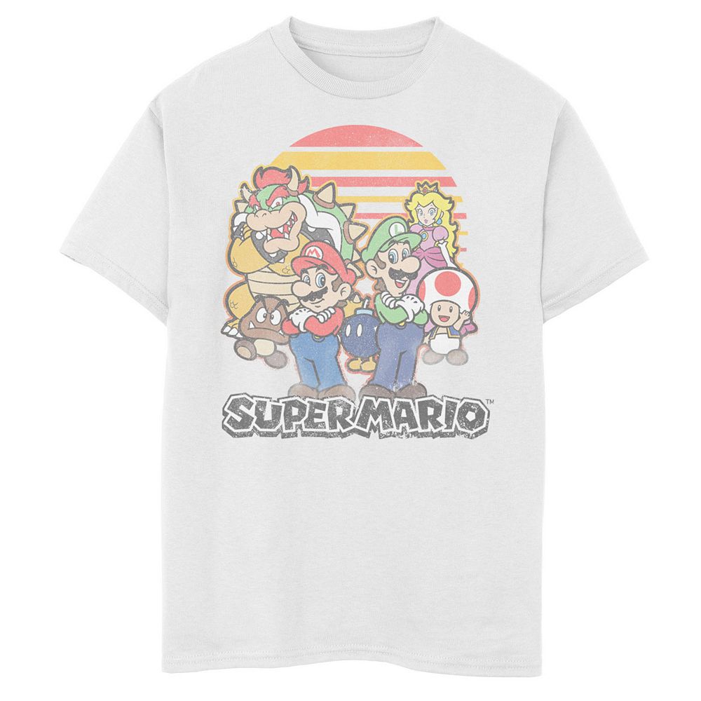 Boys 6-20 Super Mario Retro Sunset Group Shot Graphic Tee