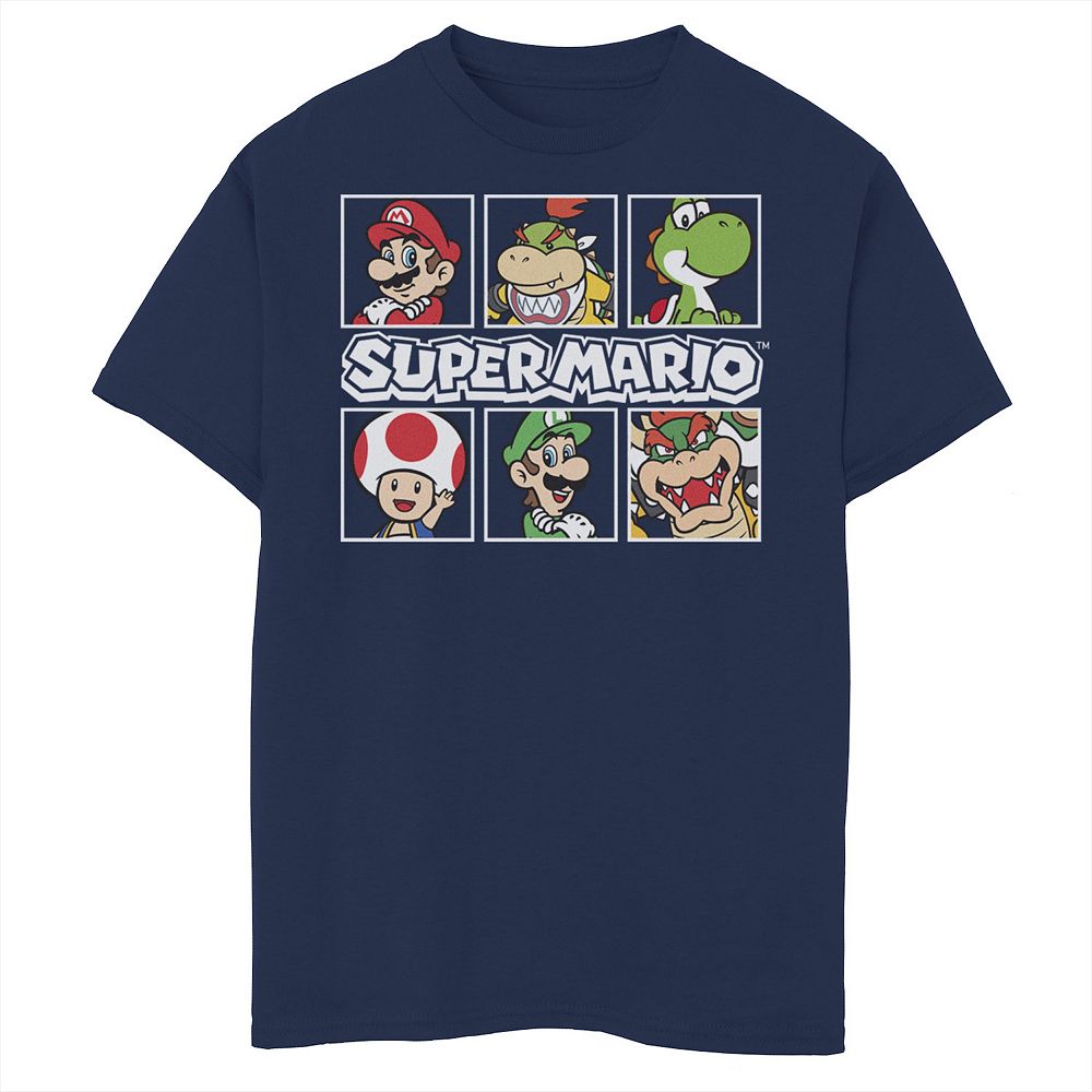 Boys 8-20 Super Mario Group Shot Arms Crossed Panels Graphic Tee