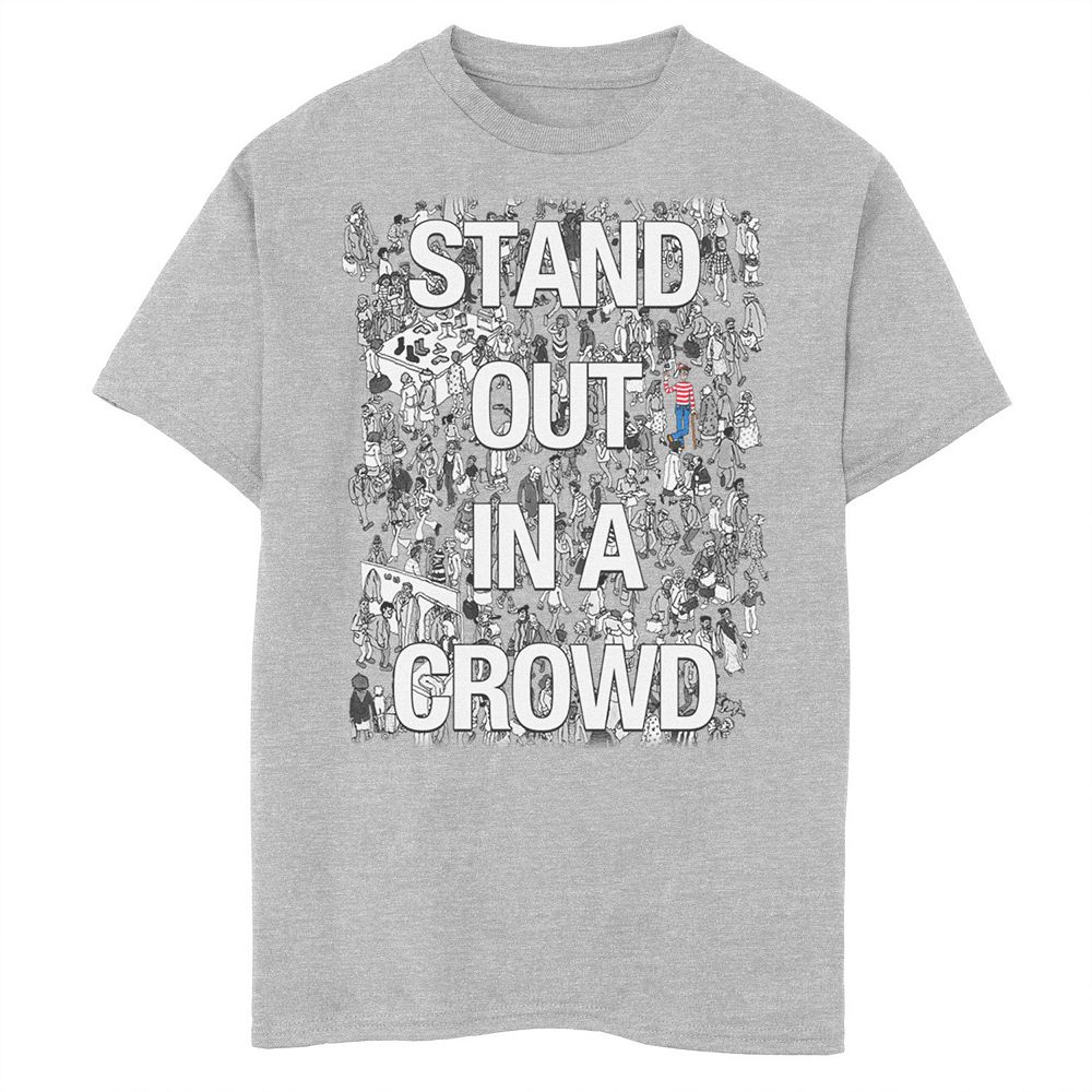 Boys 8-20 Where's Waldo Stand Out In A Crowd Poster Graphic Tee