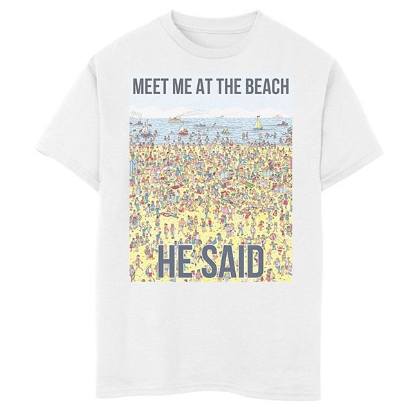 Boys 6-20 Where's Waldo Meet Me At The Beach He Said Graphic Tee
