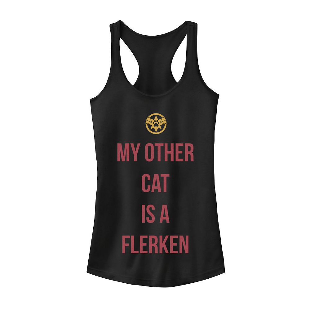 Juniors' Marvel Captain Marvel Cat Is A Flerken Logo Tank Top