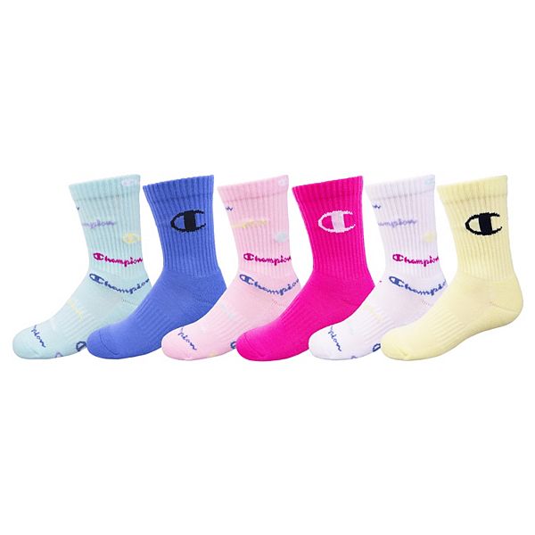 Girls Champion® Multi-Script 6-Pack Crew Socks