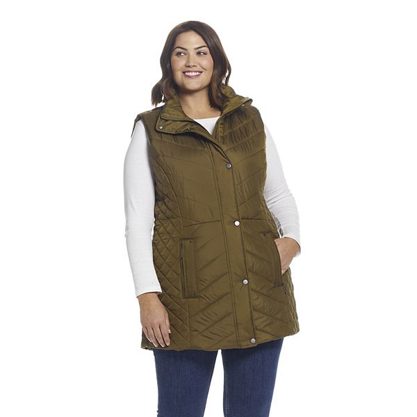 Plus Size Weathercast Quilted Long Puffer Vest