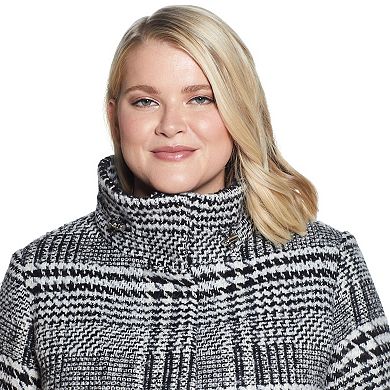 Plus Size Weathercast Plaid Wool-Blend Topper Coat