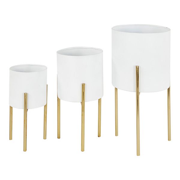 Stella & Eve Silver Finish Contemporary Planter Floor Decor 3-piece Set