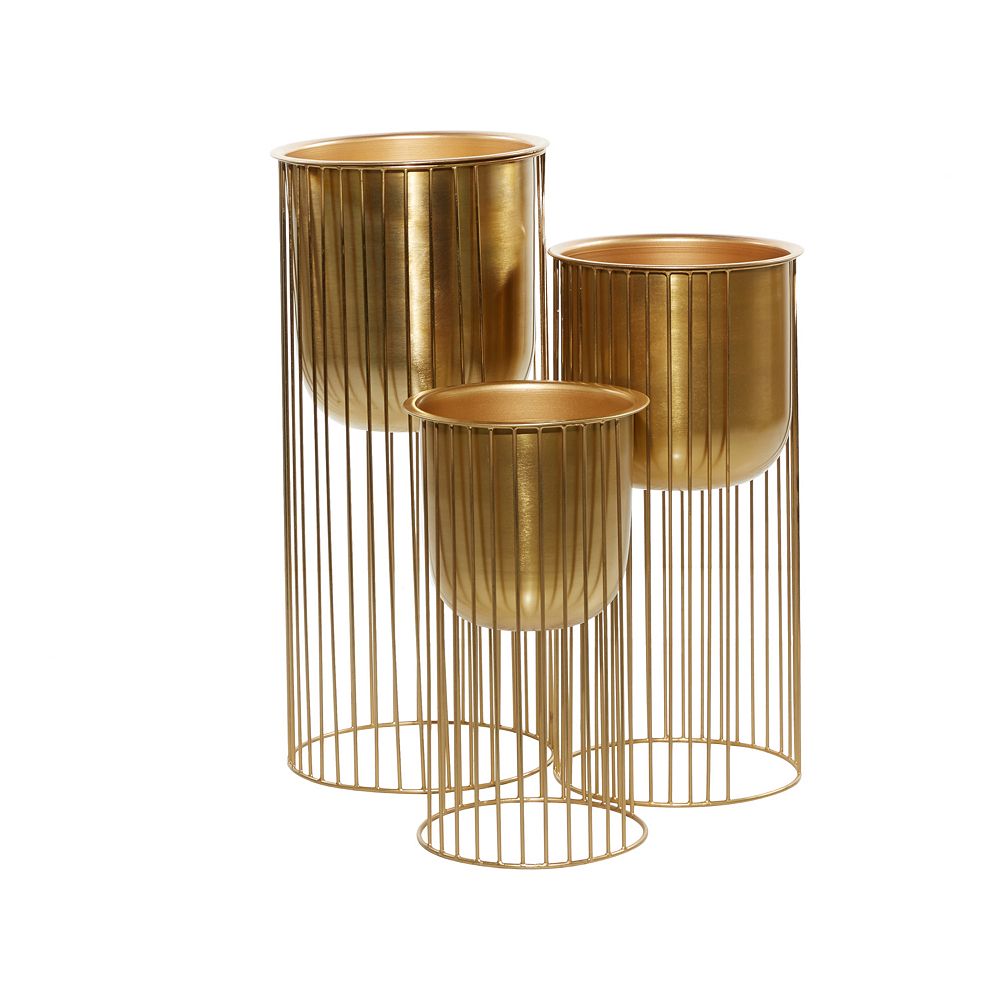 Stella & Eve Art Deco Inspired Planter Floor Decor 3-piece Set