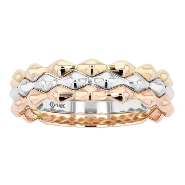 Au Naturale 14k Tricolor Gold Fancy Triple Band Ring