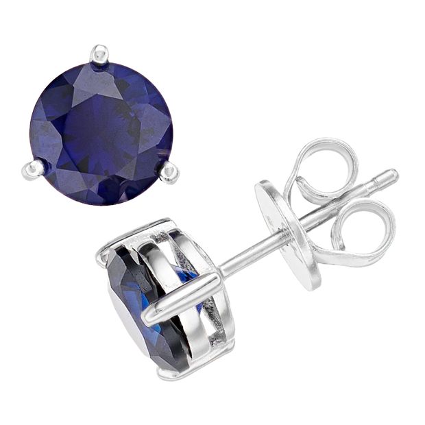 RADIANT GEM Lab Created Sapphire Birthstone Stud Earrings