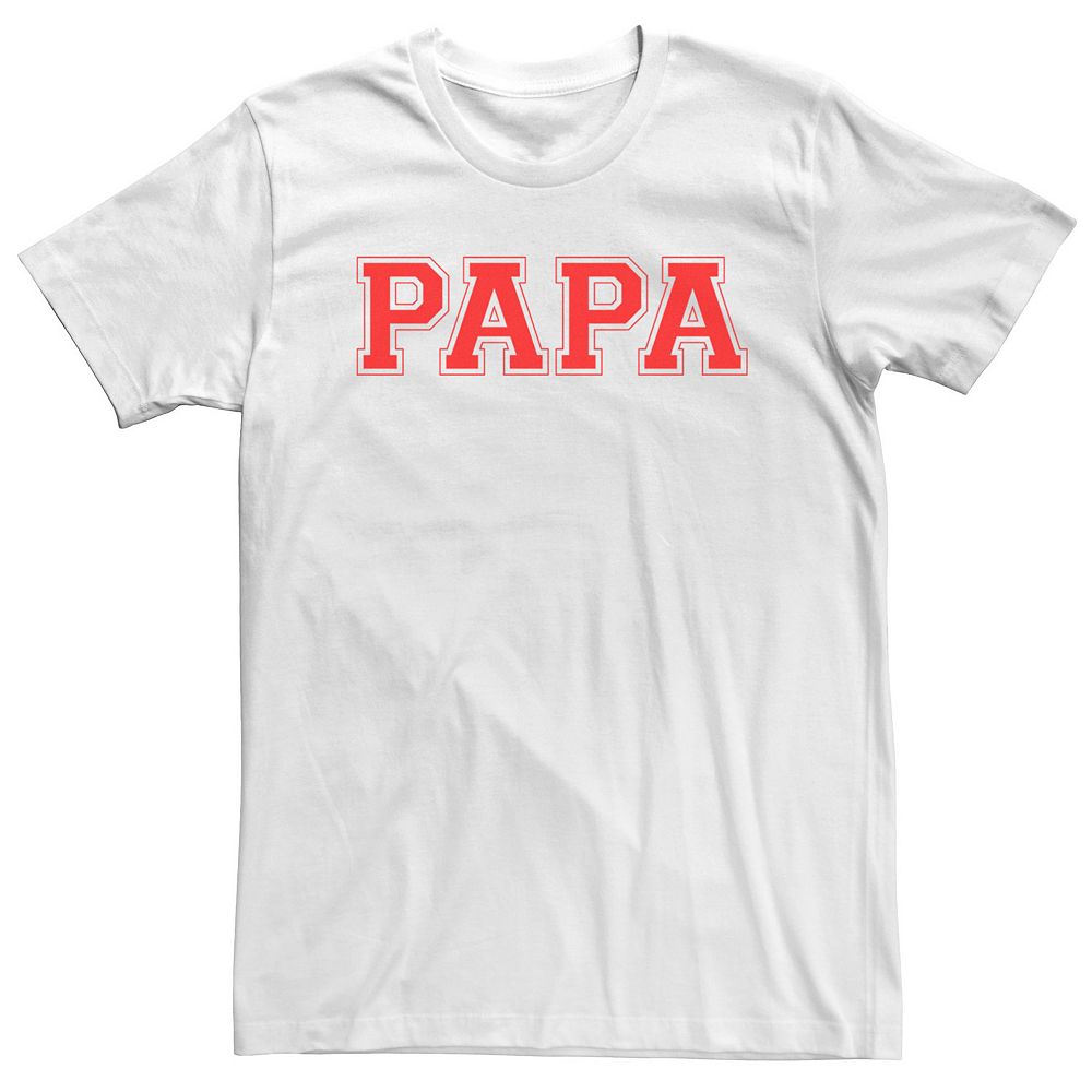 Big & Tall Father's Day Papa Collegiate Outlined Block Letters Tee