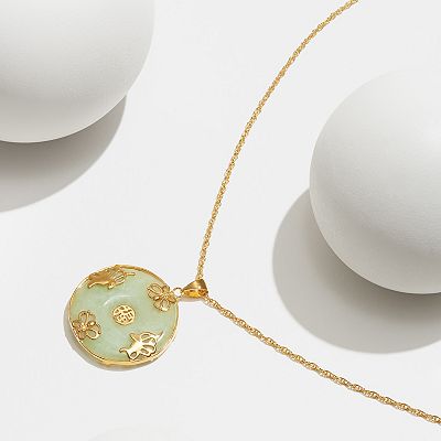 Dynasty Jade 18k Gold Over Sterling Silver Jade Pendant Necklace