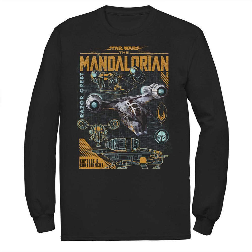 Men's Star Wars The Mandalorian Razor Crest Schematics Poster Tee