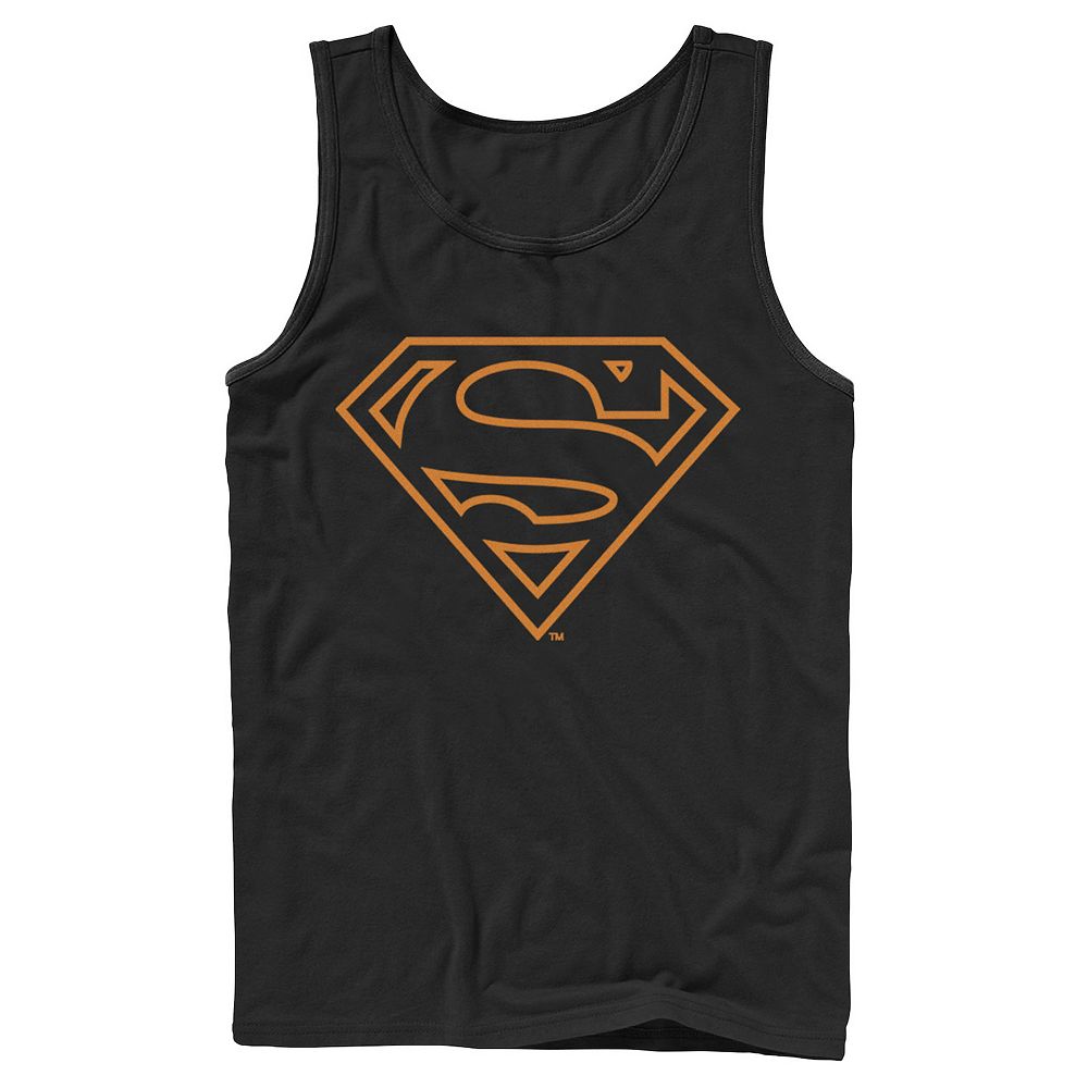 Men's DC Comics Superman Orange Linae Art Logo Tank Top