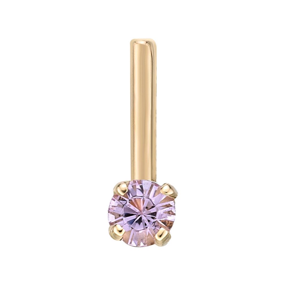 Lila Moon 14k Gold 90 Degree Purple Crystal Nose Stud