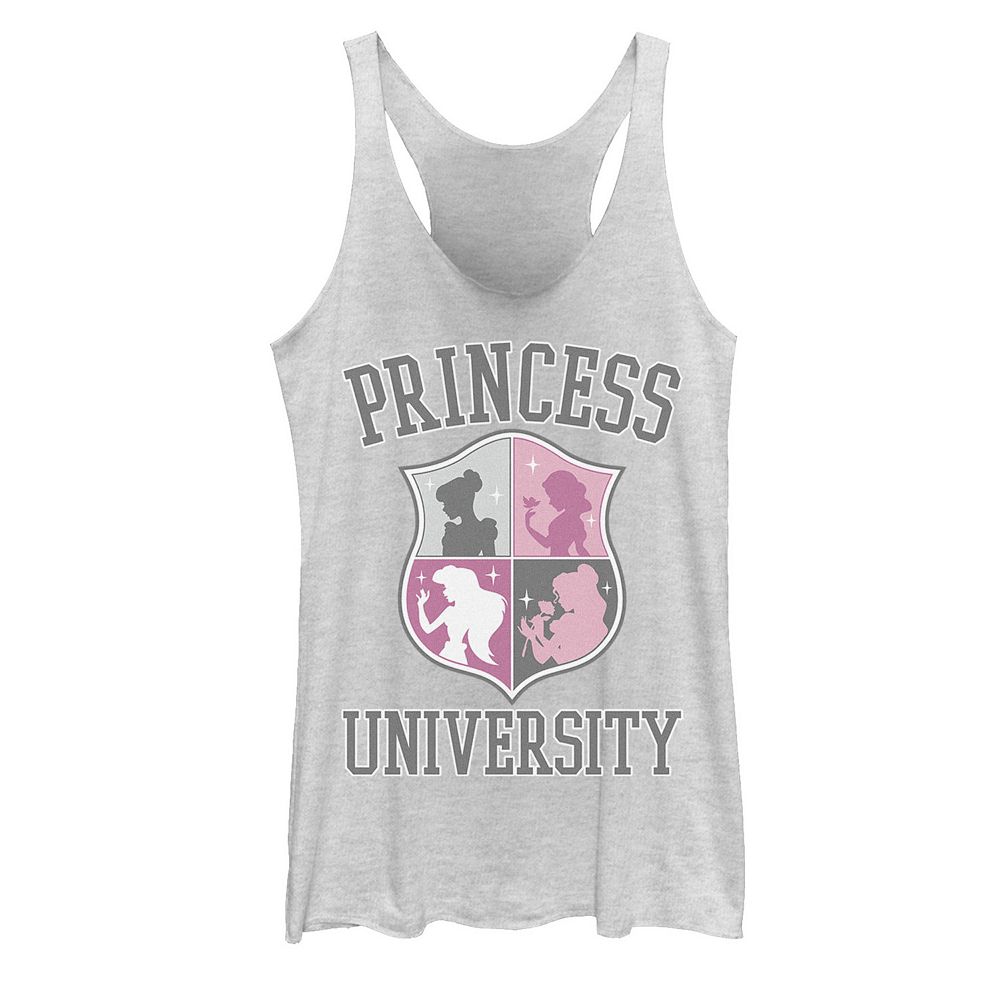 Juniors' ©Disney Princess University College Text Logo Graphic Tank Top
