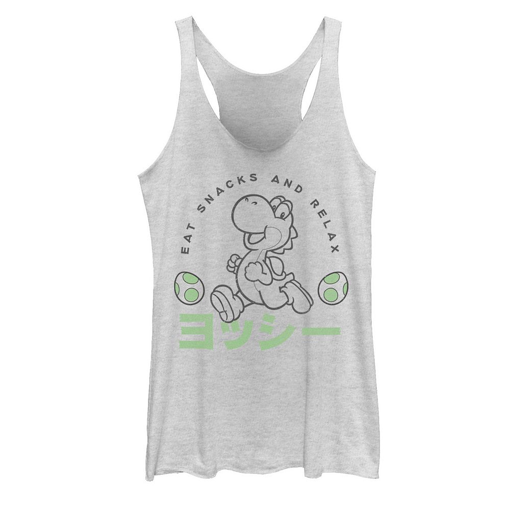 Juniors' Nintendo Super Mario Yoshi Eats Snacks & Relax Kanji Graphic ...
