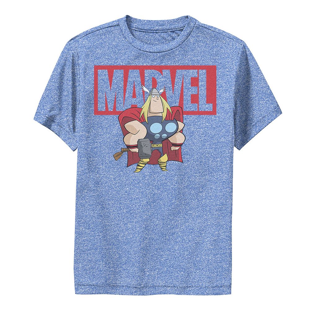 Boys 8-20 Marvel Thor Chibi Smiling Calm Stance Logo Outline ...