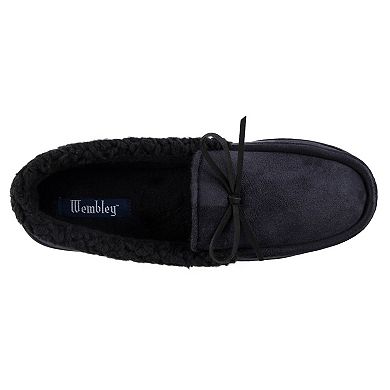 Men's Wembley Memory Foam Moccasin Slippers with Fleece Trim