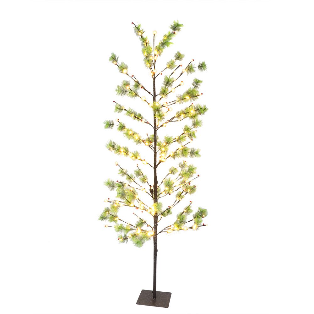 PULEO INTERNATIONAL 6 ft. Pre-Lit Twig Tree with 240 White LED Twinkle ...