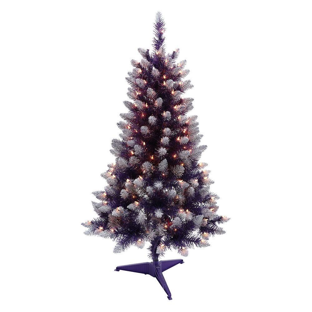 PULEO INTERNATIONAL 4-ft. Pre-Lit Fashion Purple Pine Artificial ...