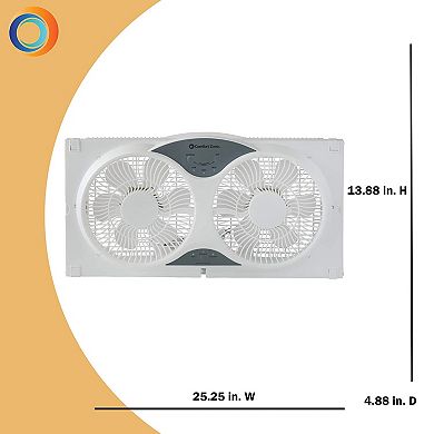 Comfort Zone 3 Speed Dual Reversible Window Sill Fan with Remote ...