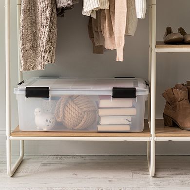 IRIS USA 41-Quart Stackable Plastic WEATHERTIGHT Clear Storage Box ...