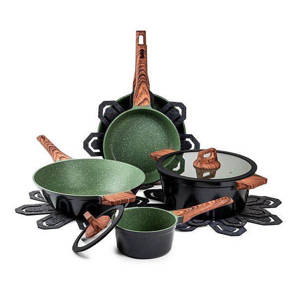 Brooklyn Steel Co. 12-pc. Die-Cast Nonstick Cookware Set - Green ...
